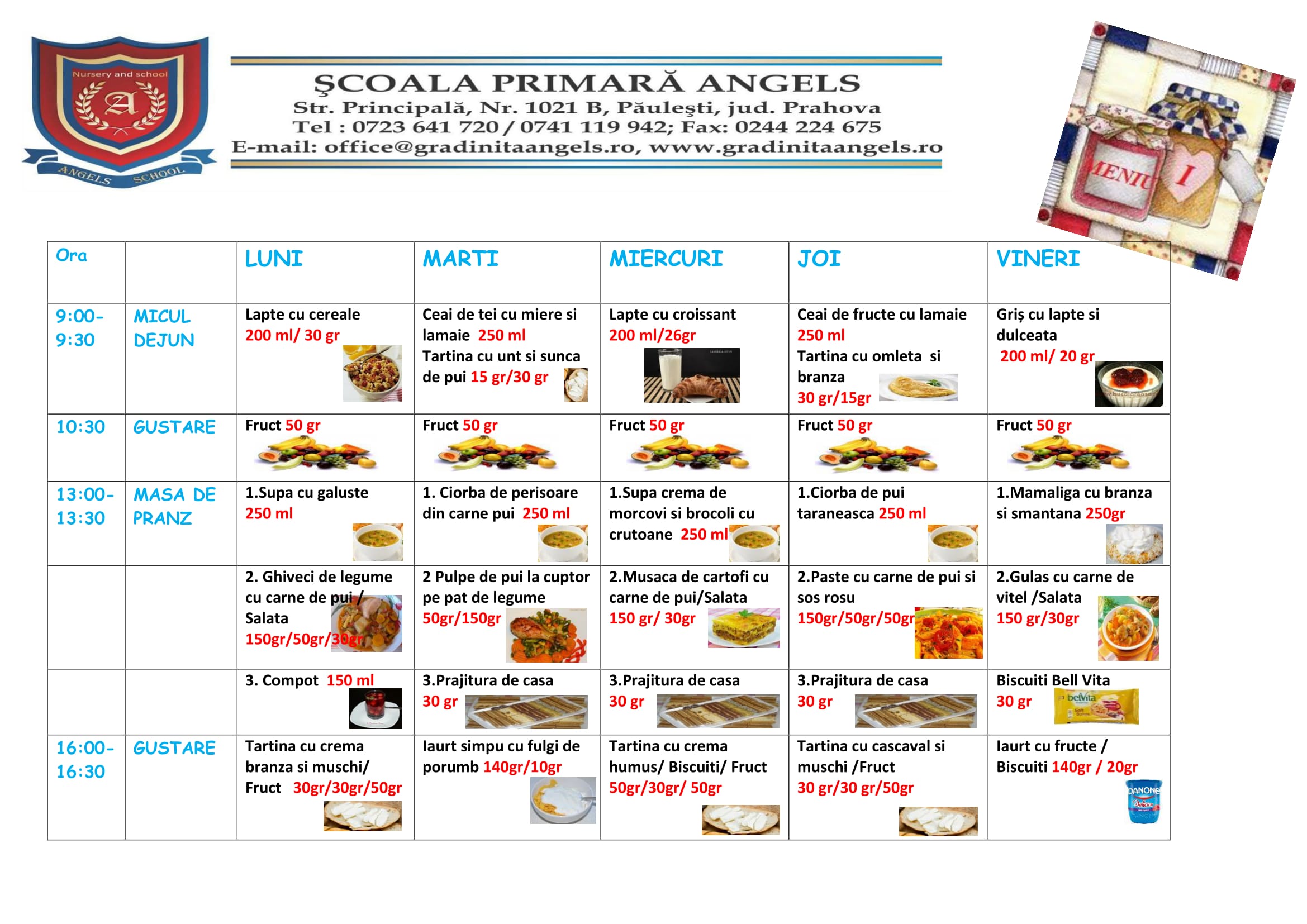 Meniu | Scoala Primara Angels